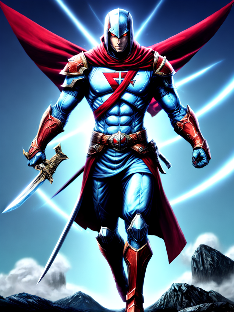 Templar, Anime, Man, full body, Sword in right hand, Shield in left hand