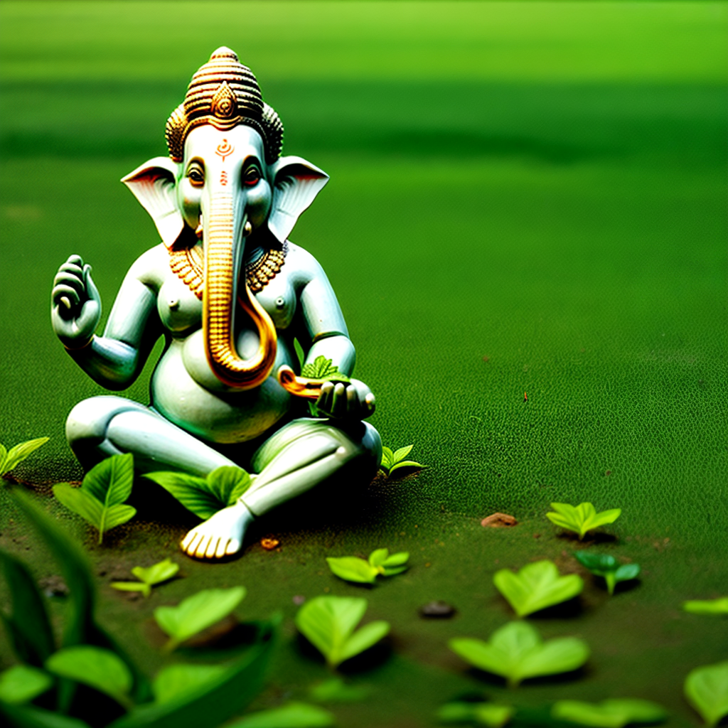 lord ganesh with green nature in bacground