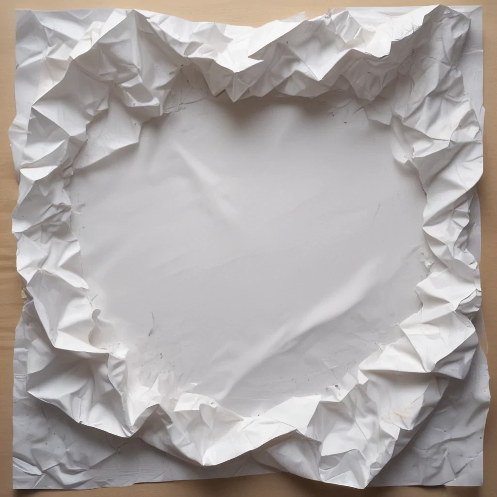 Crumpled White Paper Creating a Textured Frame for Creative Expression.