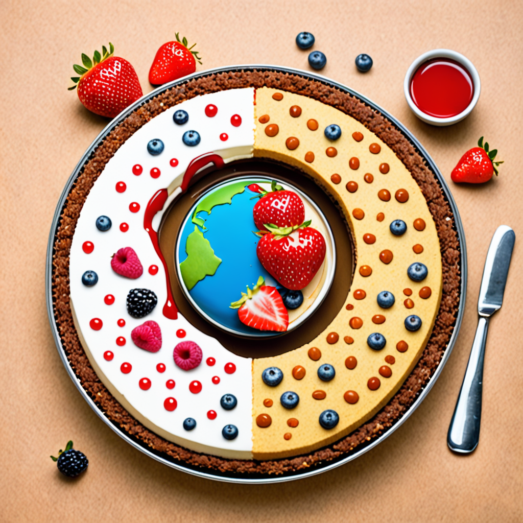 world illustration half world and half dessert