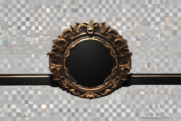Elegant Vintage Mirror with Intricate Frame Against a Textured Background