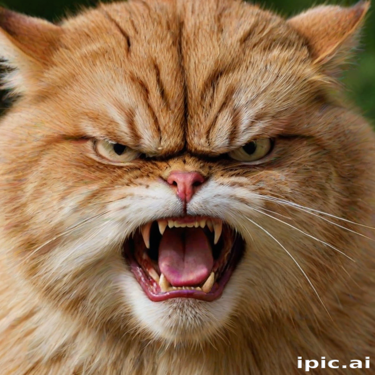 A Fierce and Intimidating Cat with an Unusual Expression of Anger