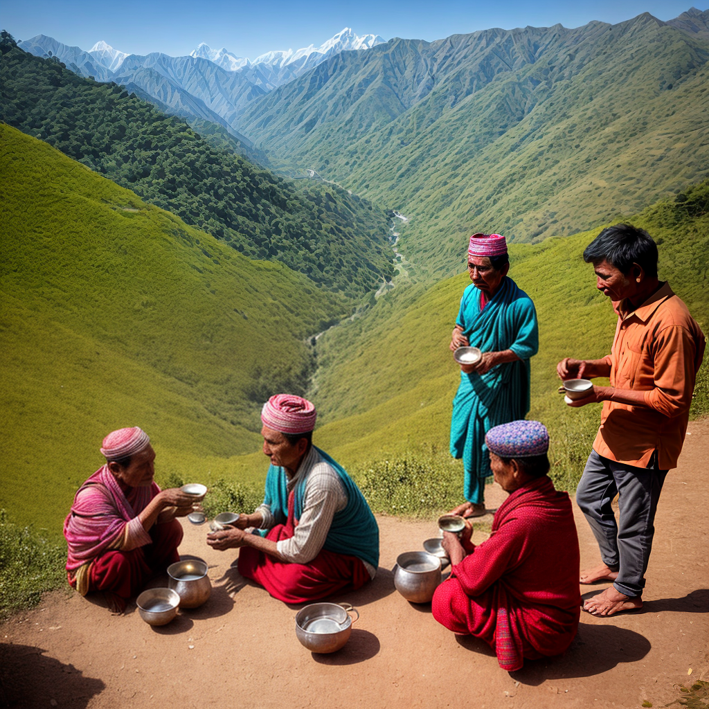 Nepalese people drinking tea