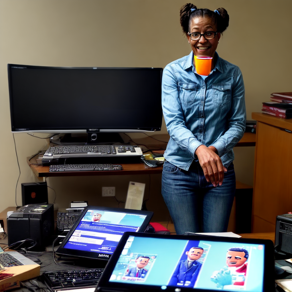 Barak Obama playing five nights at Freddy in her computer