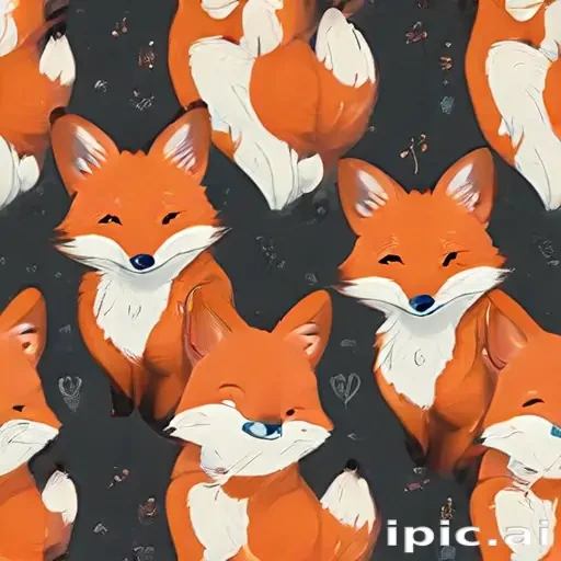 Cute and Playful Foxes in a Whimsical Pattern on a Dark Background.