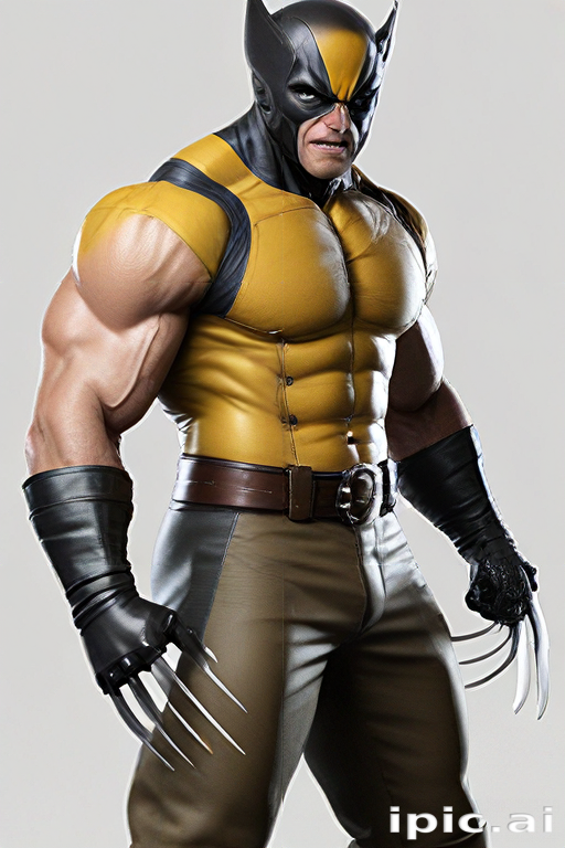 Iconic Superhero Wolverine Showcasing His Muscular Build and Signature ...