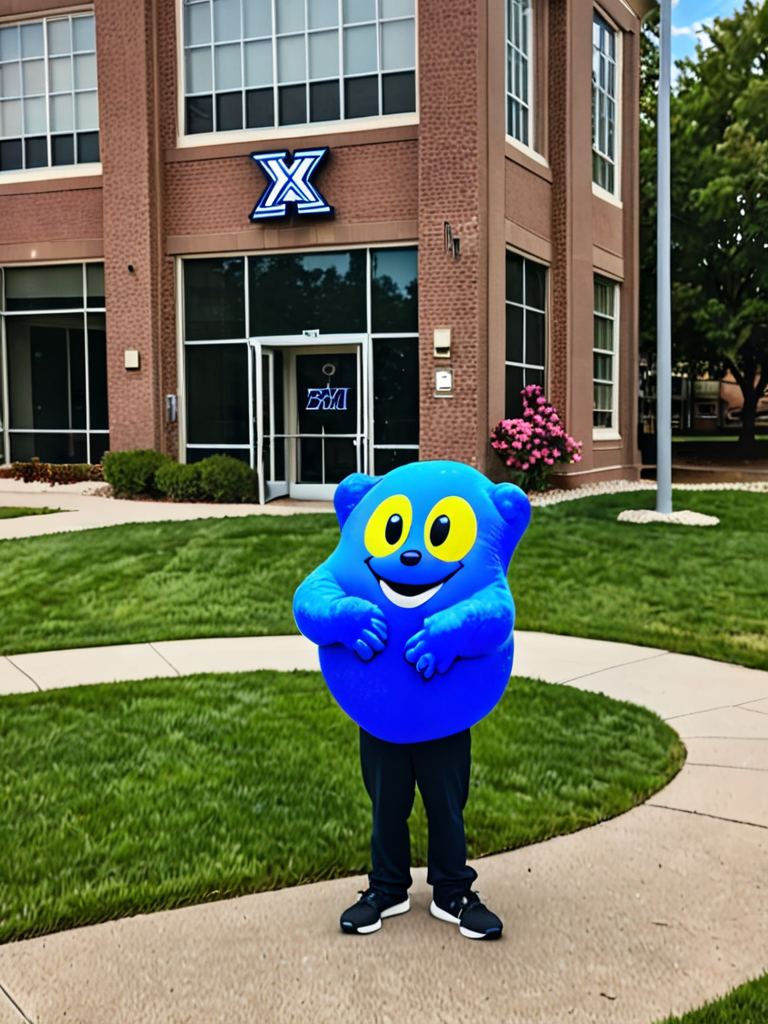 Xavier University Blue Blob Mascot Neon