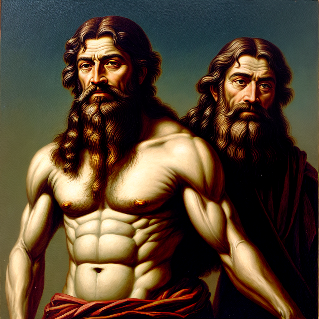 an oil painting portrait of Samson from the bible