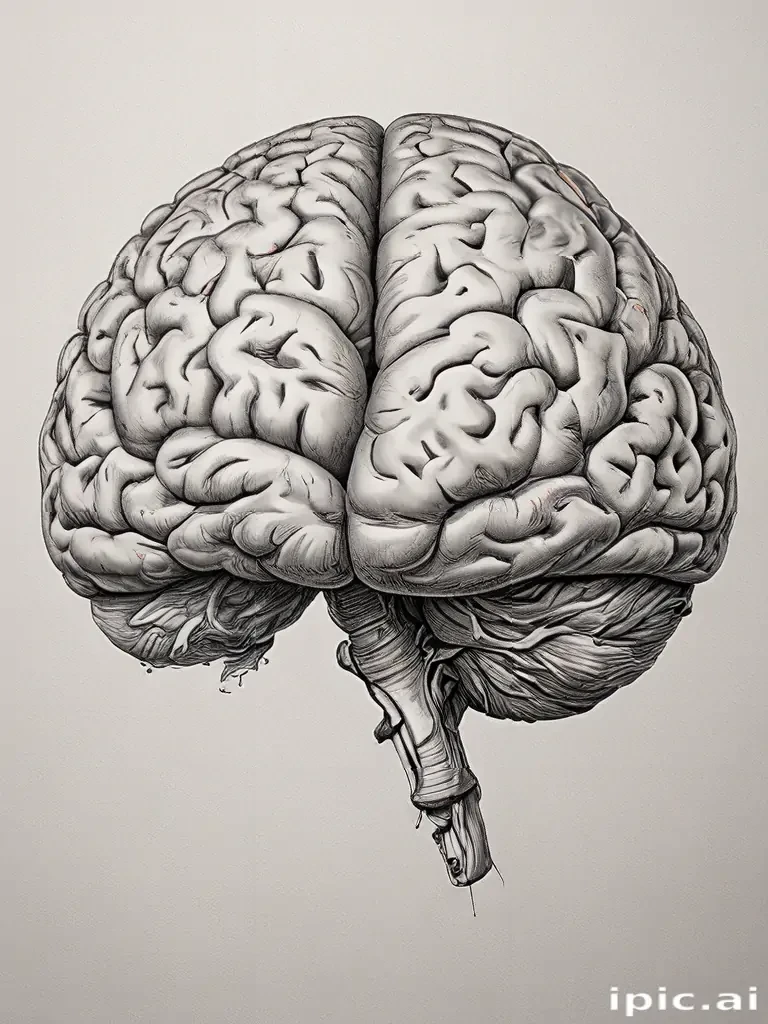 Detailed Illustration of a Human Brain Showcasing Intricate Neural ...