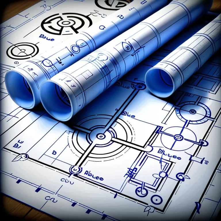 Detailed Architectural Blueprints and Plans Rolled Up on a Table