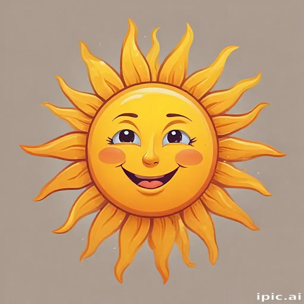 A Cheerful Cartoon Sun with a Bright Smile and Playful Expression.