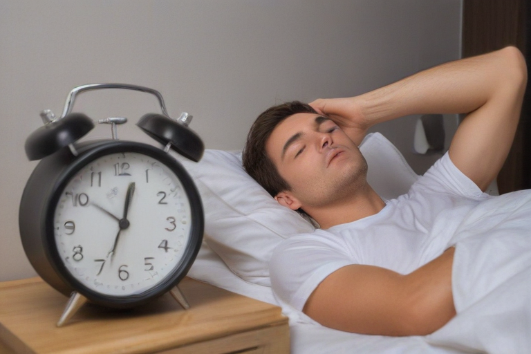 man waking up very early