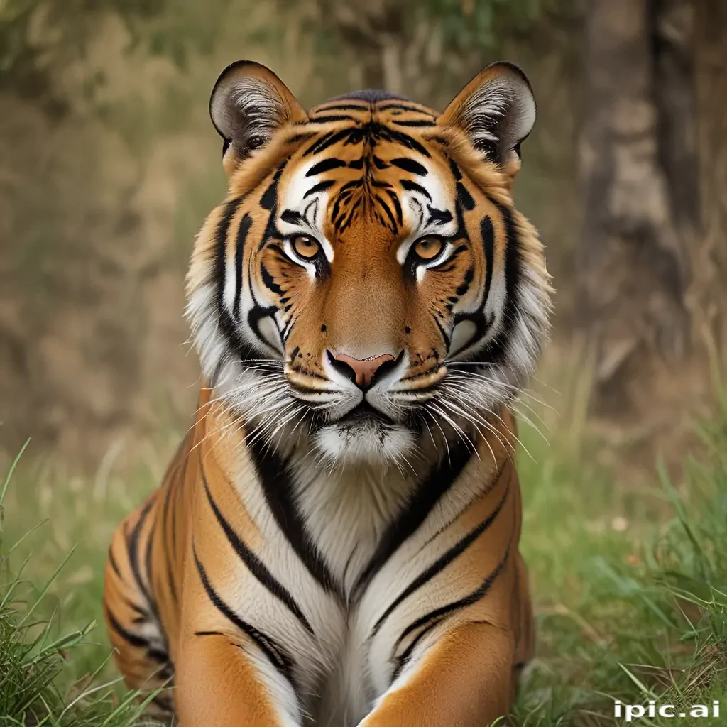 Majestic Close-Up of a Strikingly Beautiful Tiger in Natural Habitat.