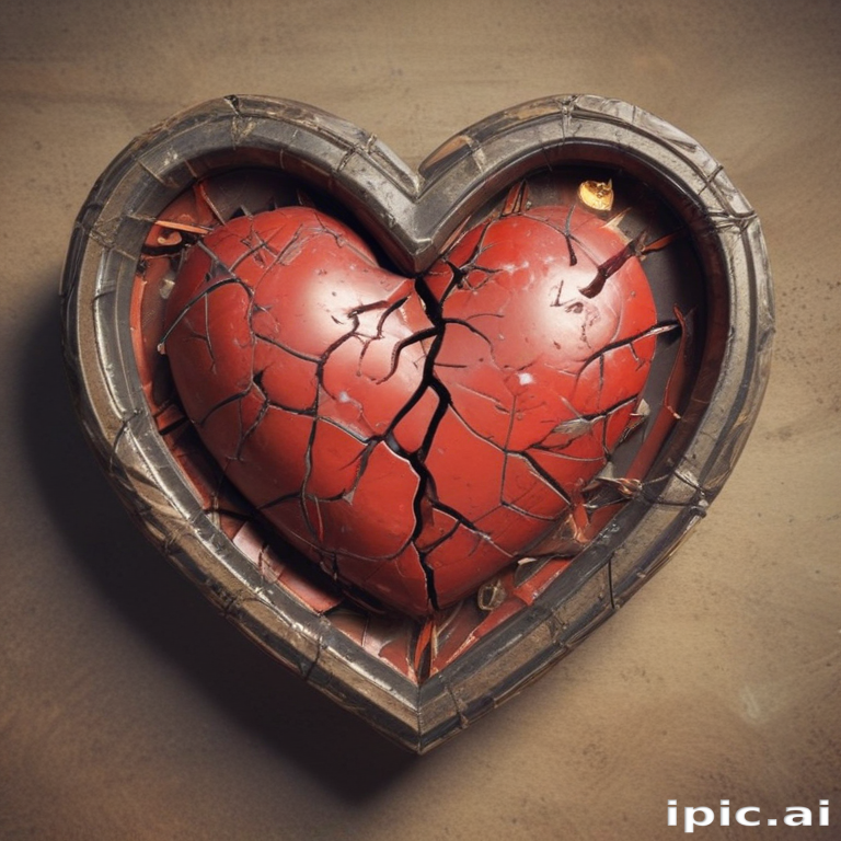 A Beautifully Crafted Heart with Cracks Symbolizing Love's Fragility ...