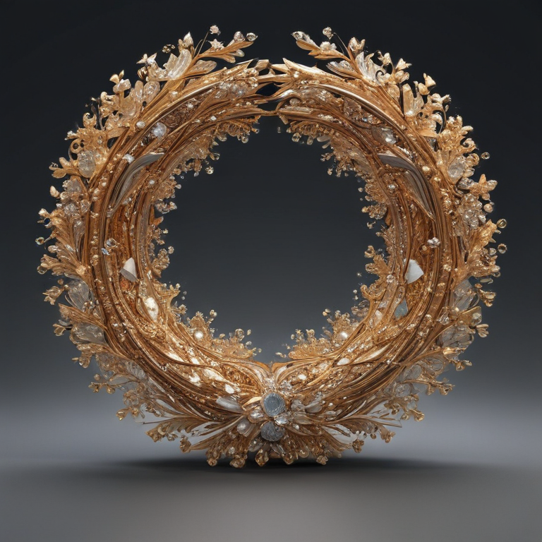 Intricate Golden Wreath Adorned with Sparkling Gems and Delicate Floral ...