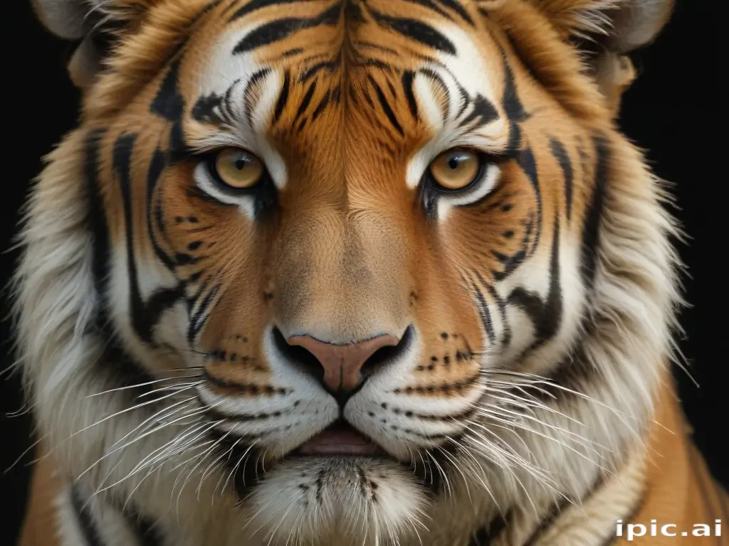 Majestic Close-Up of a Striking Tiger with Intense Gaze and Vibrant Fur