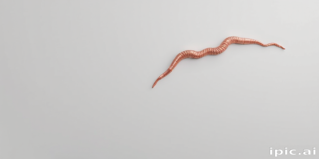 Intriguing Close-Up of a Twisted Copper-Colored Worm on a Neutral ...
