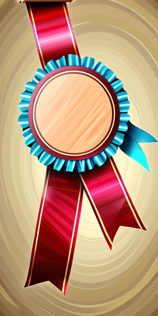 Colorful Award Ribbon with Blue Accents on a Gold Background Design