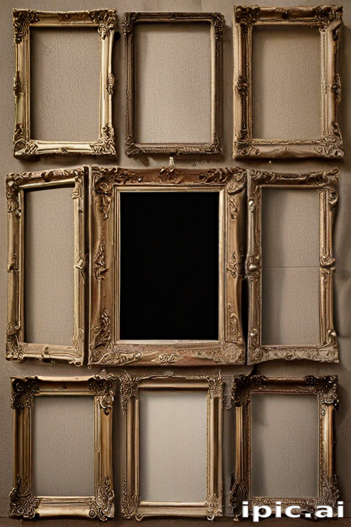 An Array of Ornate Picture Frames Surrounding One Empty Center Frame