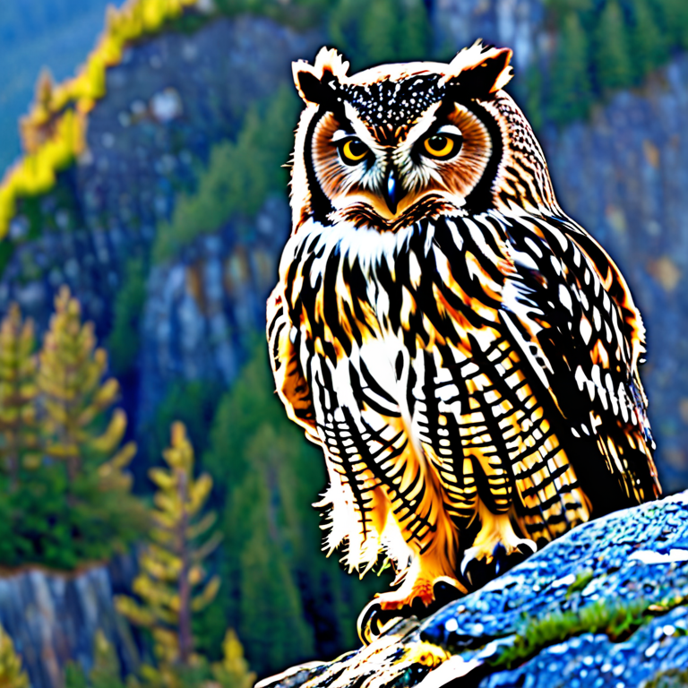mountain owl on a cliff max photography