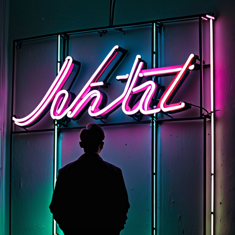 jintai is name on a neon sign surreal art
