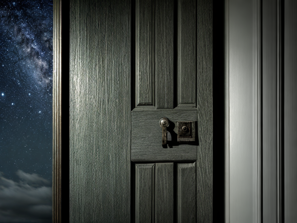 house, window, closed door, night, dark
