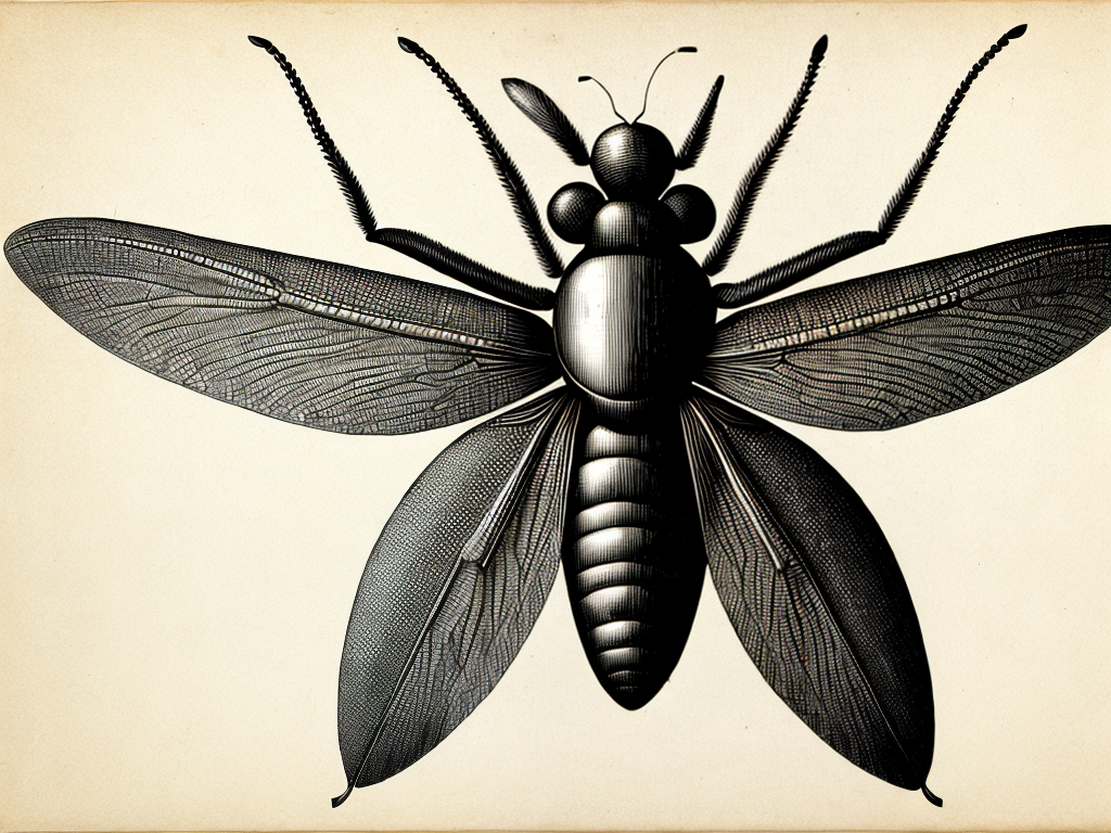 Engraved diagram of gothic-style insect