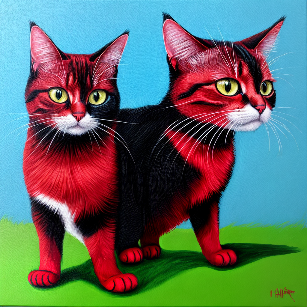 Cat, red. halloween style painting