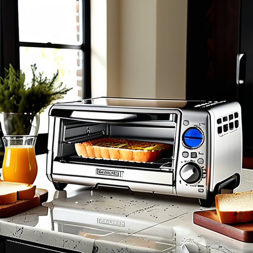 Modern Kitchen Setup Featuring a Sleek Toaster Oven and Freshly Toasted ...