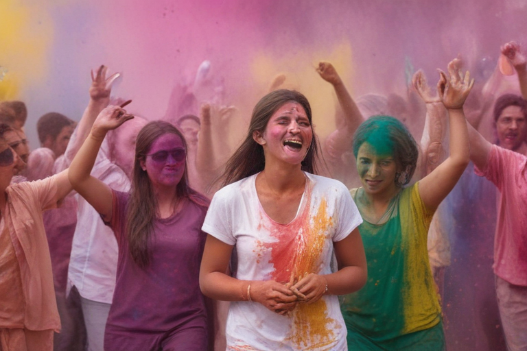 holi color play women men