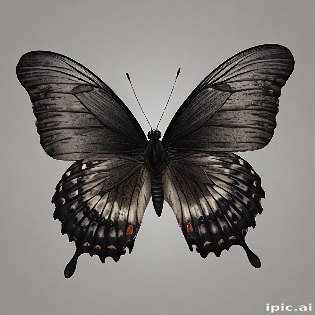 A Stunning Black Butterfly Displaying Intricate Patterns and Graceful Wings