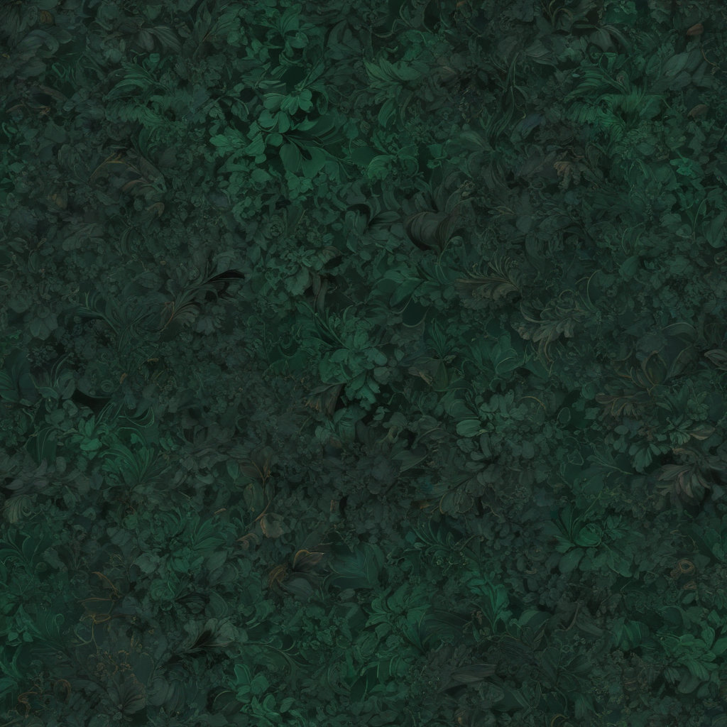 Deep Green Botanical Texture with Lush Leaves and Intricate Patterns