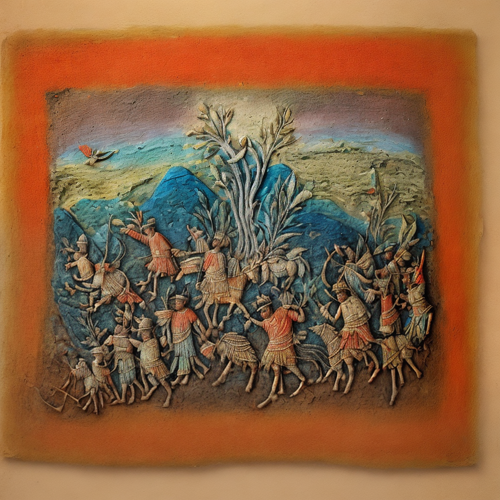 painting, prehistoric depicting everyday scenes, animals and rituals ...