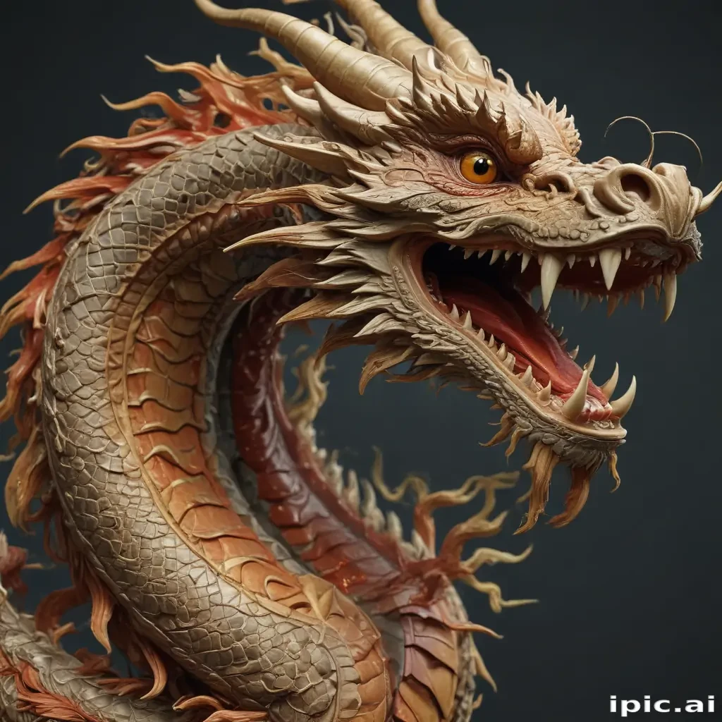 Majestic Dragon Sculpture with Intricate Details and Fierce Expression ...