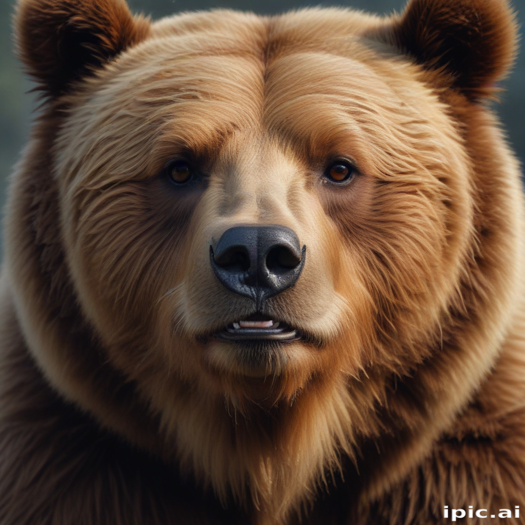 A Majestic Brown Bear Staring Intently with a Gentle Expression