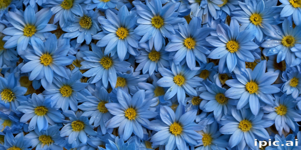 A Vibrant Display of Blue Flowers Blooming in Full Splendor.