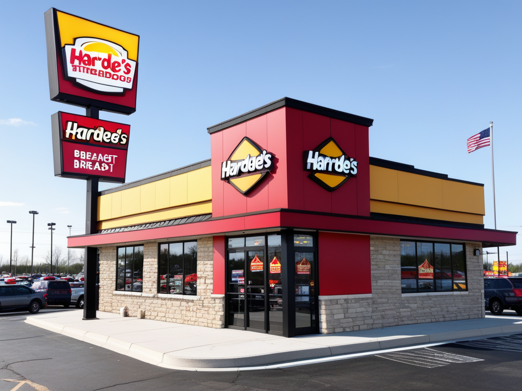 Hardee's Fast Food Restaurant Featuring Bright Signage and Modern Design