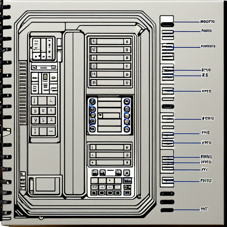 Technical scratch an expolidng drawing of an eletrical computer unit ...
