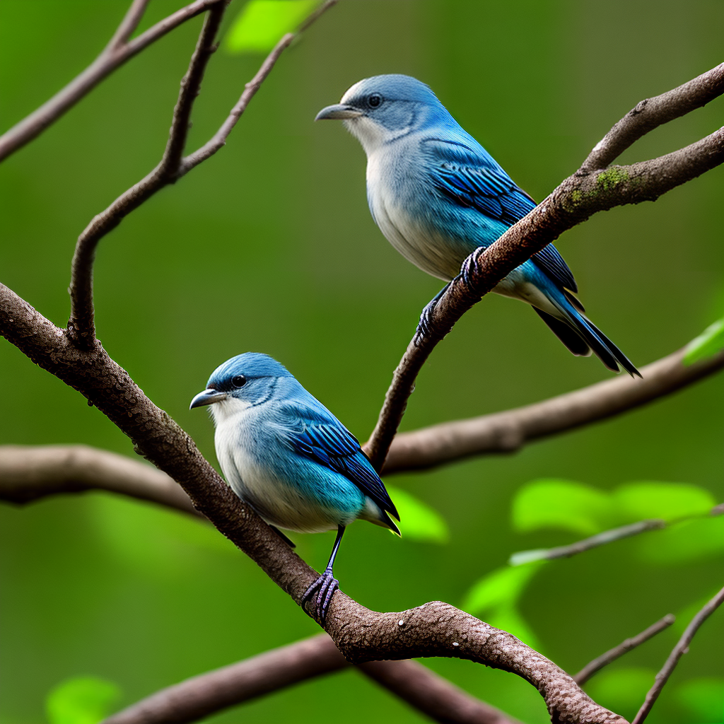 beautiful color Bird sitting in a tree branch in a jungle.