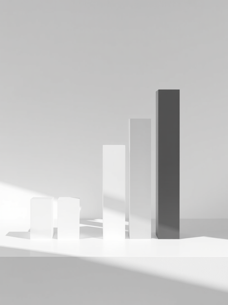 Create a high-resolution image of a simple, minimalist bar graph design ...