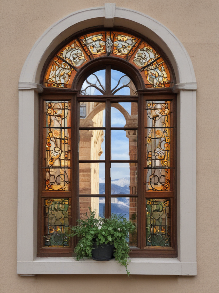 Stunning Stained Glass Window Framed by Beautiful Architecture and ...