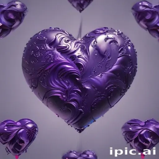 Delicate Floating Purple Hearts with Swirling Patterns and Glossy Finish