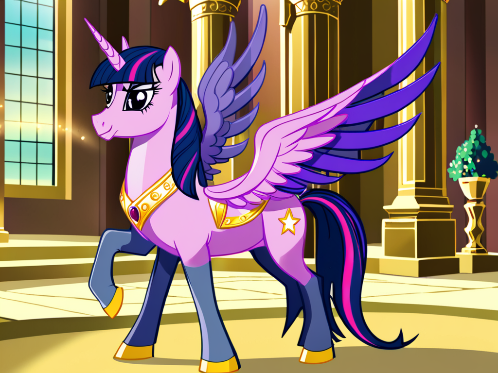 mlp pony alicorn twilight sparkel princess siting on the throne