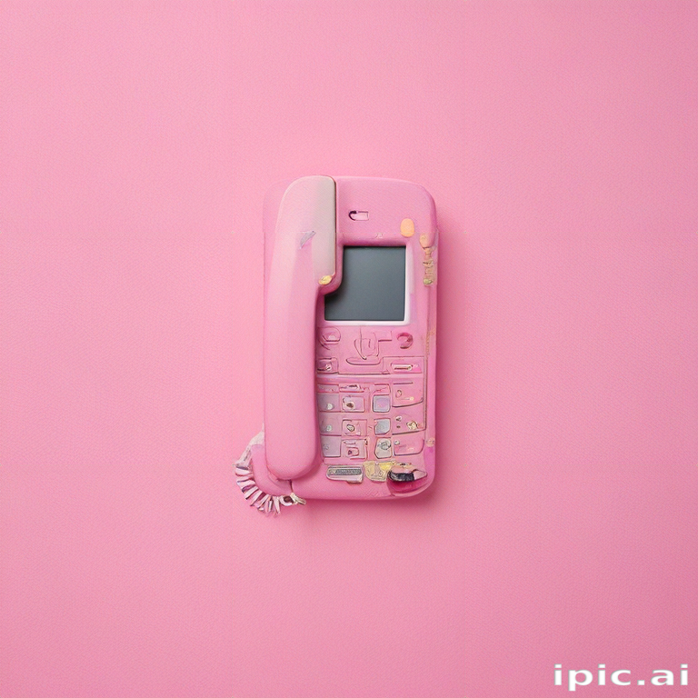 Vintage Pink Mobile Phone Against a Soft Pink Background in Artistic ...
