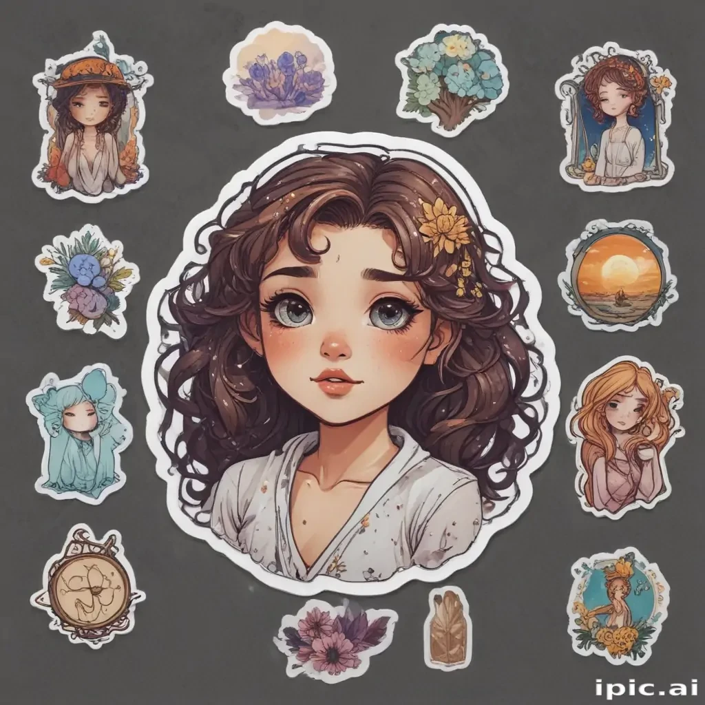 A Collection of Whimsical Stickers Featuring Charming Floral and ...