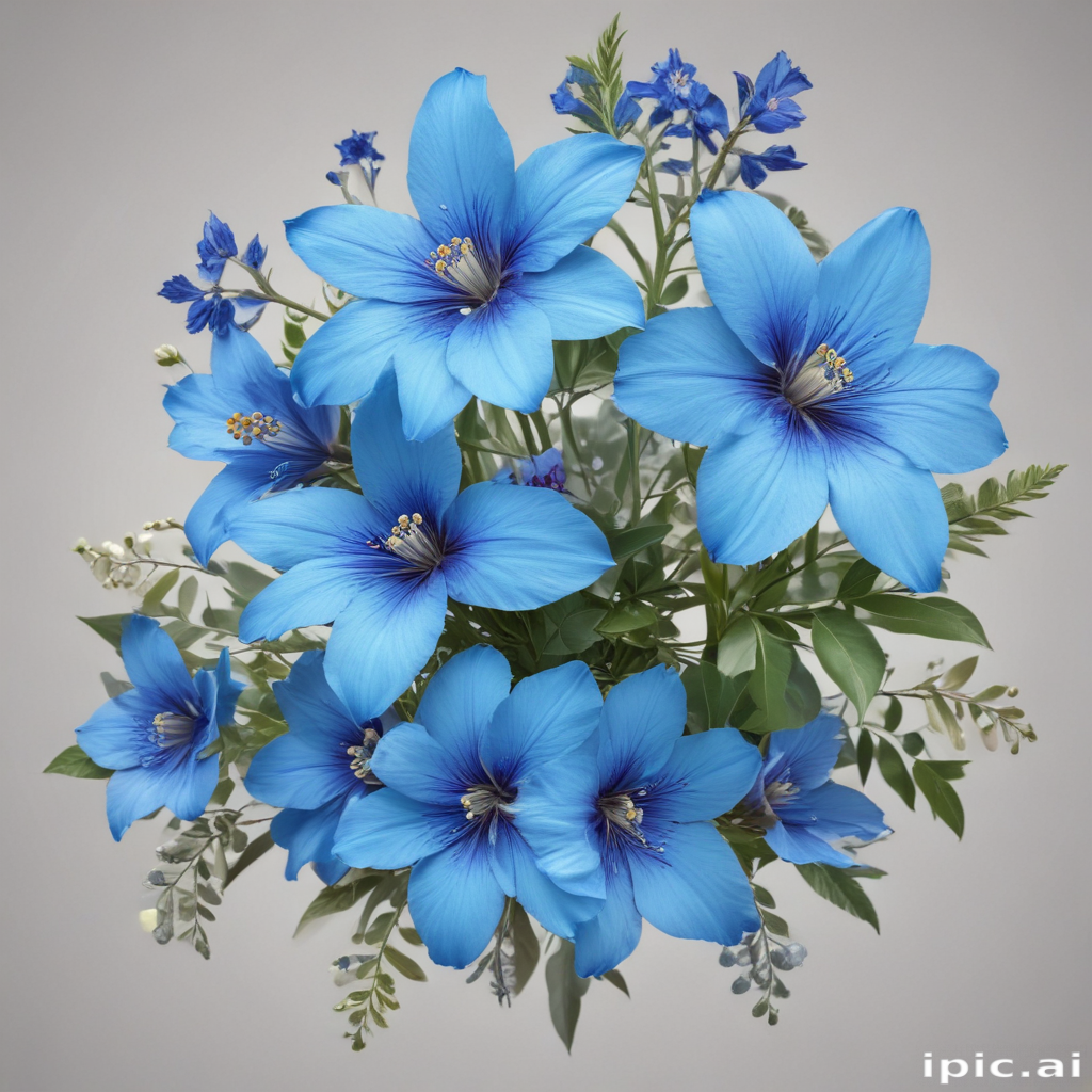 A Beautiful Arrangement of Striking Blue Flowers in Full Bloom
