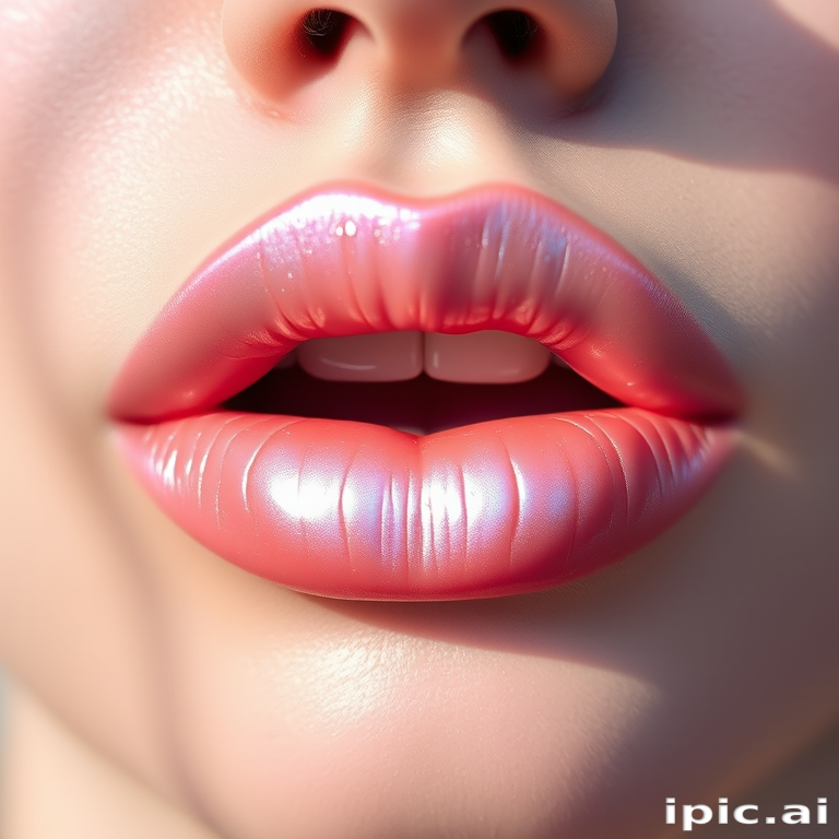 Close-Up of Glossy Lips Highlighting Subtle Shine and Soft Texture