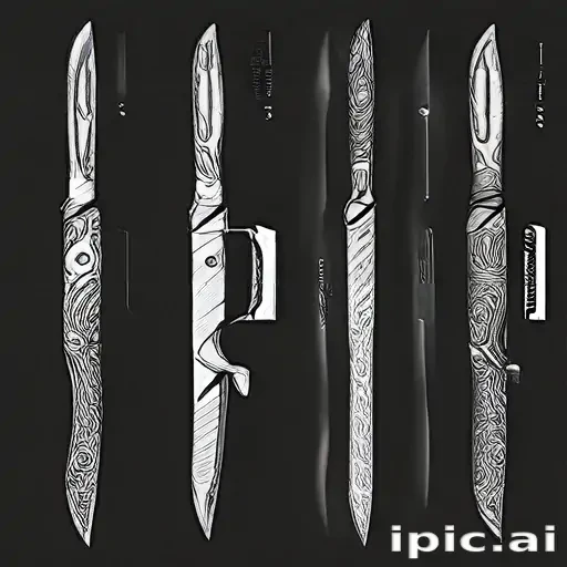 An Artistic Display of Various Intricately Designed Knives and Blades