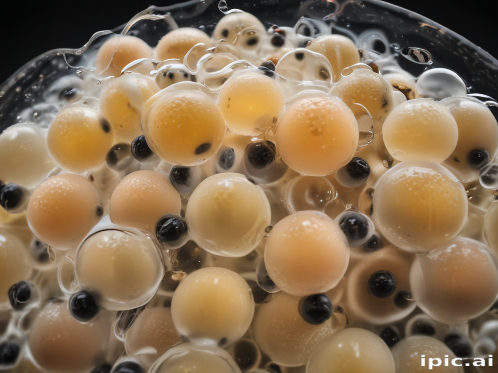 Colorful Assortment of Bouncing Tapioca Pearls in a Clear Liquid