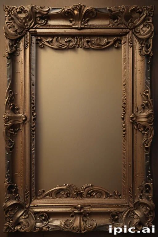 Ornate Vintage Mirror Frame with Intricate Floral and Leaf Designs